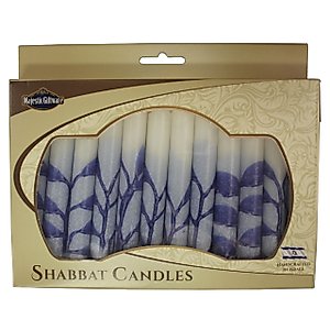Majestic Giftware 12-Pack Hand Crafted Safed Shabbat Candle, 5 Inch, Tree Blue