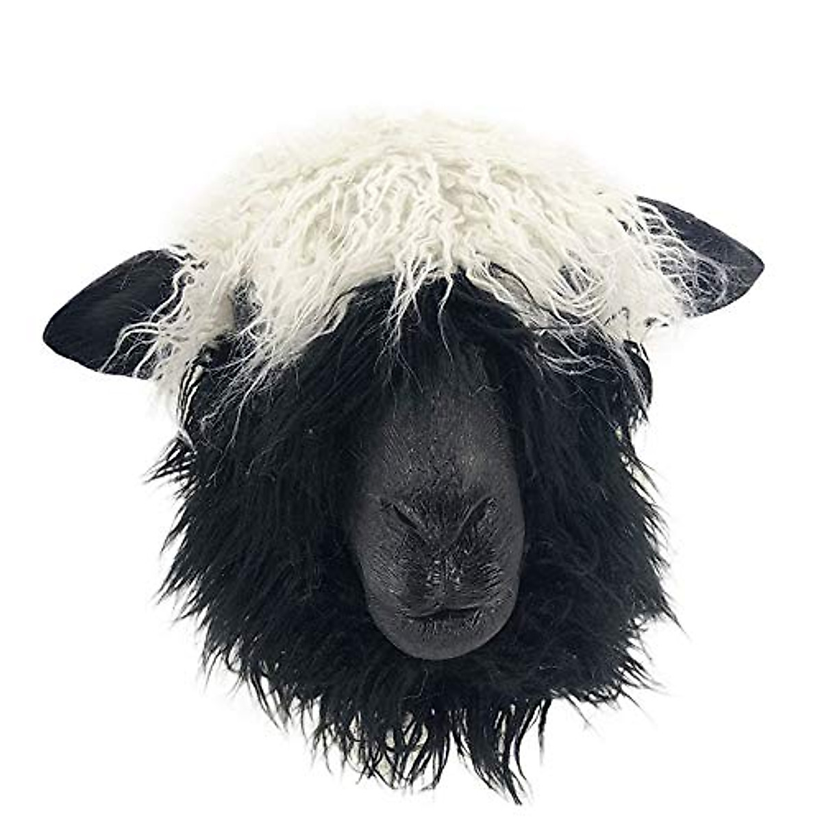 HENGYUTOYMASK Sheep Animal Mask Latex Lamb Mask Halloween Costume Fancy Dress for Adult Stag Carnival Masks (Black With Fur)