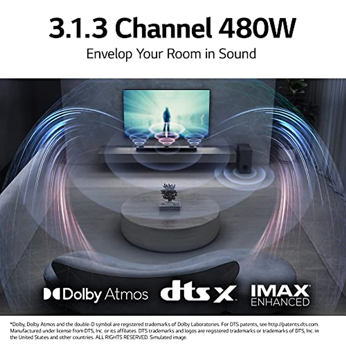 LG S80QY 3.1.3ch Sound bar with Center Up-Firing, Dolby Atmos DTS:X, Works with Airplay2, Spotify HiFi, Alexa, High-Res Audio, IMAX Enhanced, Synergy TV, Meridian, HDMI eARC, 4K Pass Thru,Black