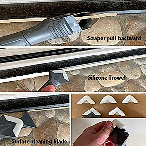 YOBZUO 3 in 1 Silicone Caulking Tools（stainless steelhead）, Sealant Finishing Tool Grout Scraper, Reuse and Replace 5 Silicone Pads, Great Tools for Kitchen Bathroom Window, Sink Joint