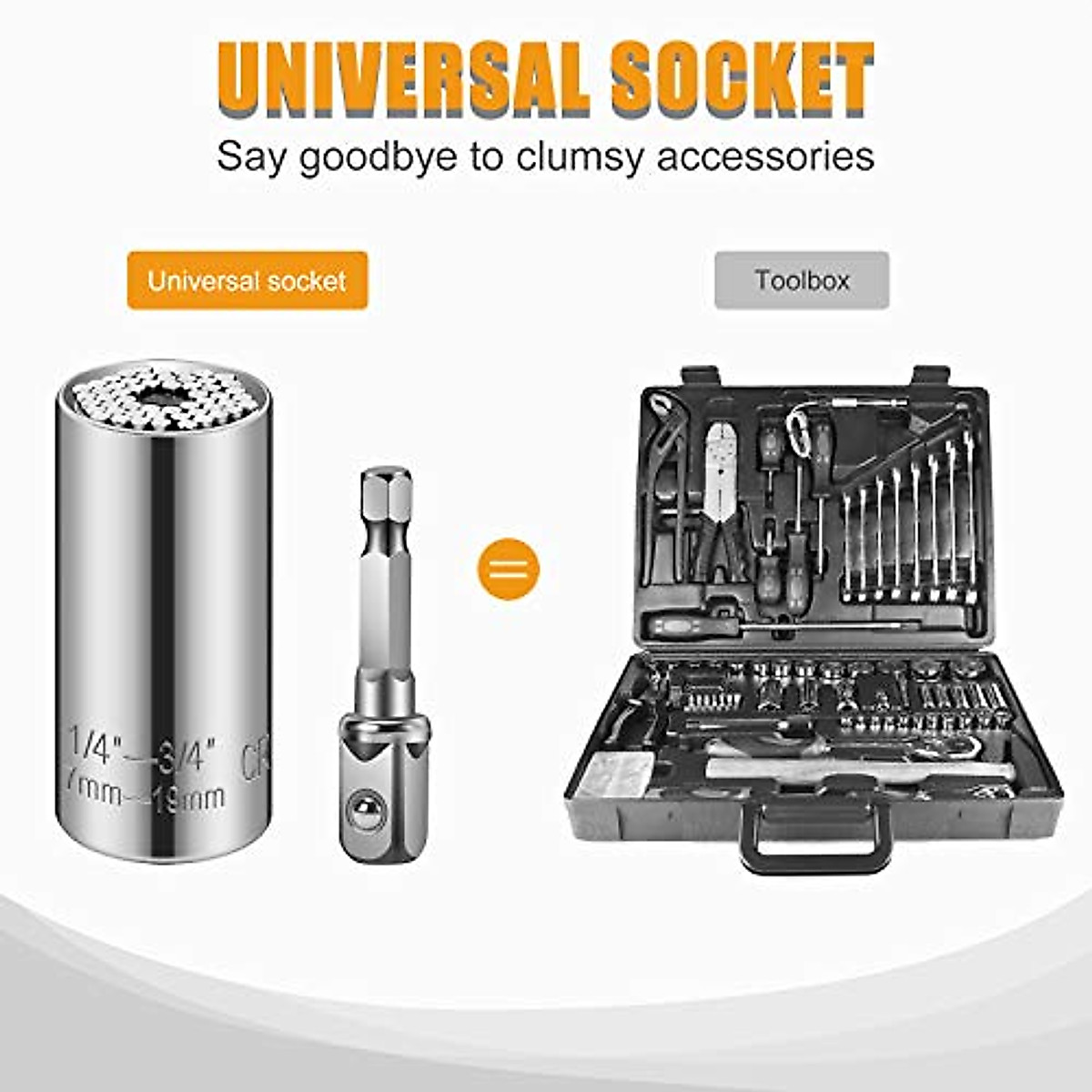 Gifts for Men Dad Boyfriend, Universal Socket, Universal Socket Tools, Mechanic Tools with Power Drill Adapter(7-19mm) Socket Grip, Gift Ideas for Dad, Husband, Boyfriend.