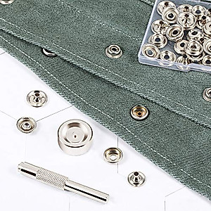 12 Sets Snaps Button Leather Snap Fasteners Kit 15mm Metal Snaps Repair Kit Snaps for Clothing Press Studs Snap Fasteners with 2 Pieces Installation Tools for Sewing Bags Jeans Fabric Jackets