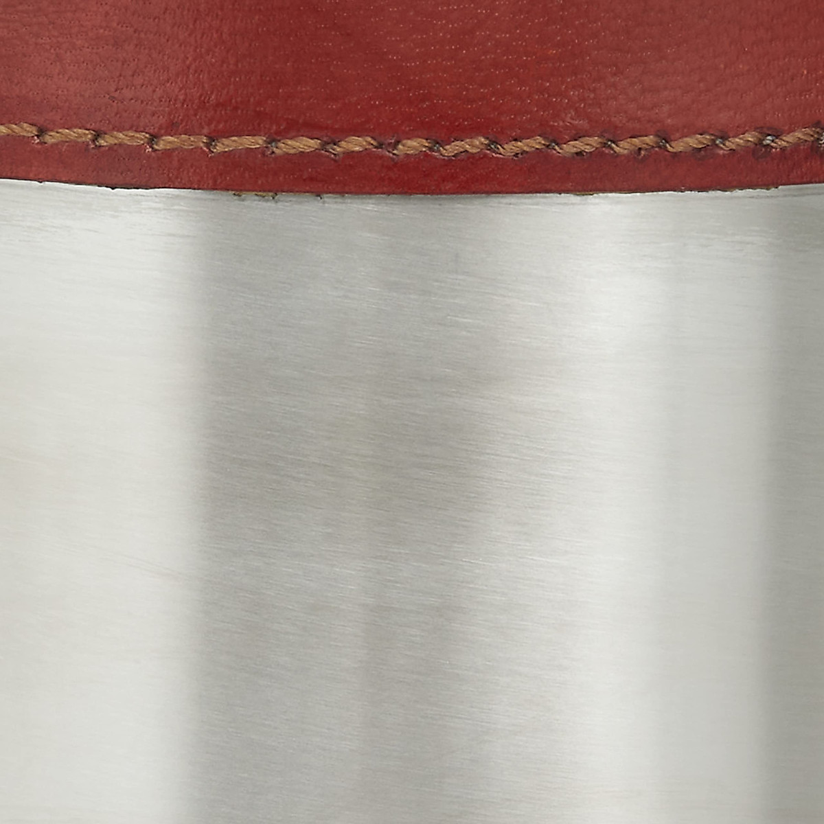 The Novogratz Leather Handmade Ice Bucket with Lid, 8" x 7" x 12", Red