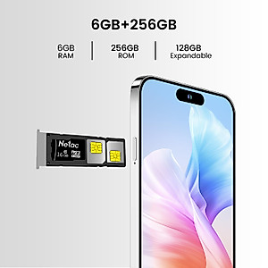 SANSHREUNI A14 Pro Max Unlocked Smartphone, 6+256GB Android 13 Unlocked Mobile Phone, 6.82" FHD+ Display 64MP Camera 5G Cell Phones 6000mAh Battery/Dual SIM/GPS/Face ID Smart Phone, White