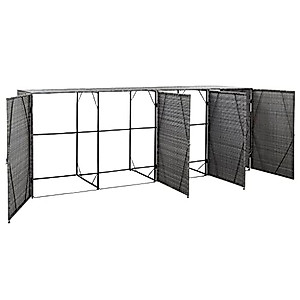 Quadruple Wheelie Bin Shed,Garbage Bin Shed,Outdoor Garden Patio Storage Shed,for Garbage Cans,Bin Shed for Patio Backyard Garden Anthracite 120.1"x30.7"x47.2" Poly Rattan