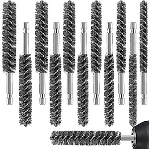 Stainless Steel Bore Brush Stainless Steel Bristles Wire Brush for Power Drill with Hex Shank Handle (0.8 cm,0.9 cm,1 cm,1.1 cm,1.2 cm,1.3 cm,1.4 cm,1.5 cm,1.6 cm,1.7 cm,1.8 cm,1.9 cm, 12 Pcs)