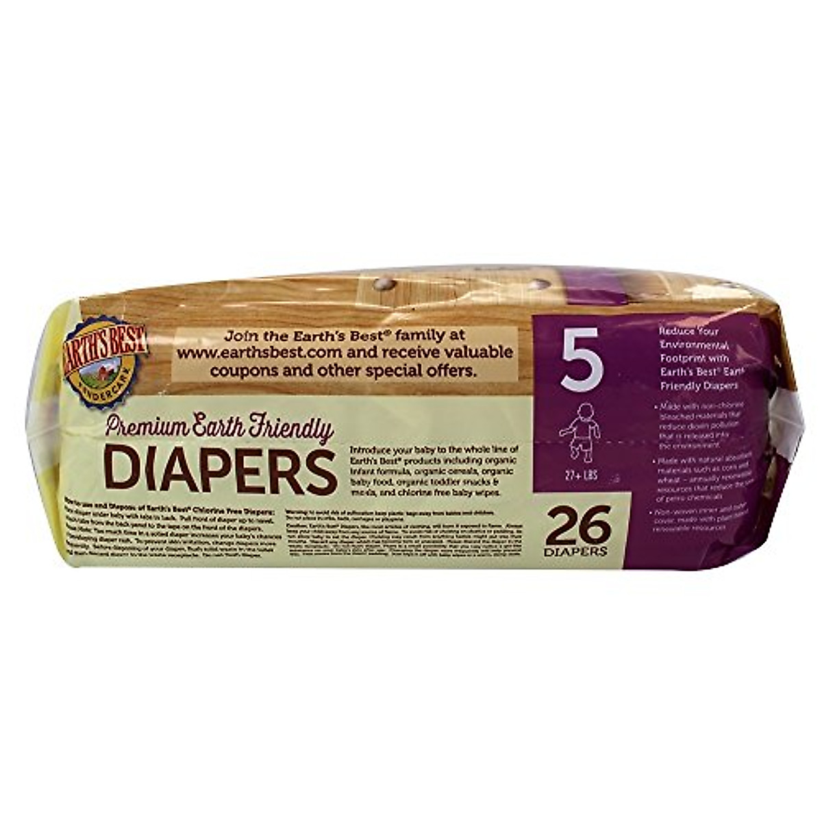 Earths Best Diapers Size 5, 26 CT