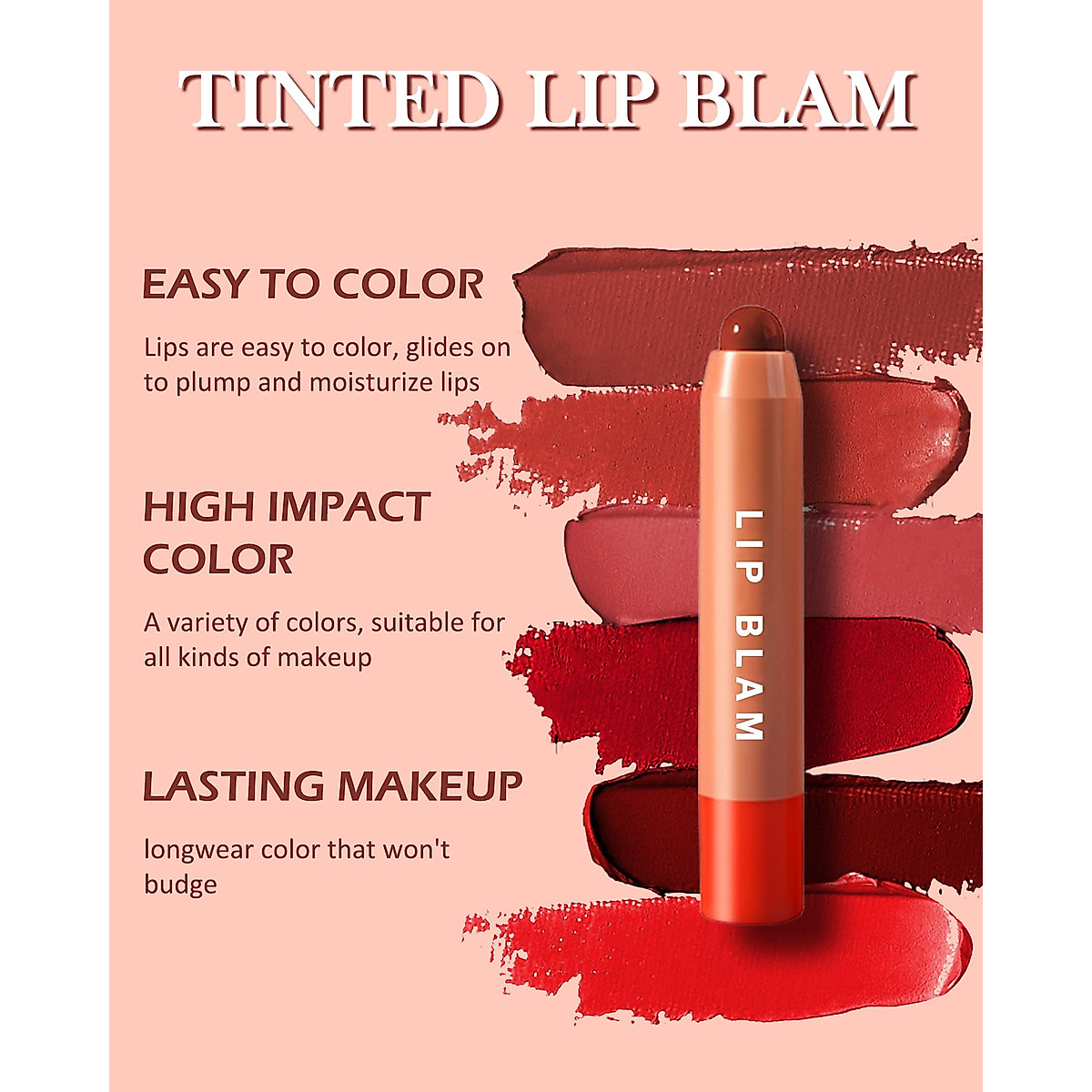 Hydrating Tinted Lip Balm Set-3Pcs Natural Gloss Lip Balm Plumper,Long Lasting Lipgloss Creamy Lipstick,Lightweight High-Pigment Lip Stain Pen Lip Crayon Stick, Christmas Makeup Gift for Women-Set A