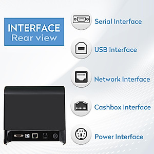 RIBAO Thermal 80mm POS Printer Receipt Printer Connect Cash Registers Cash Drawer, BC-55 BC-40 BCS-160 Mixed Bill Money Counter RS232 Cashbox Interface，Windows/Mac/Linux