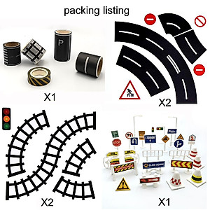 Road Tape for Toy Cars & Trains Black Tape 3 Rolls Road Tape 197 inch by 1.9 inch, Packing Traffic Signs Tape Stick to Floors and Walls, Quick Cleanup, for Kids Car Play Gift