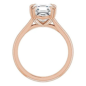 925 Silver, 10K/14K/18K Solid Gold Moissanite Engagement Ring, 2.0 CT Asscher Cut Handmade Solitaire Ring, Diamond Wedding Ring for Women/Her Anniversary Propose Gift, VVS1 Colorless