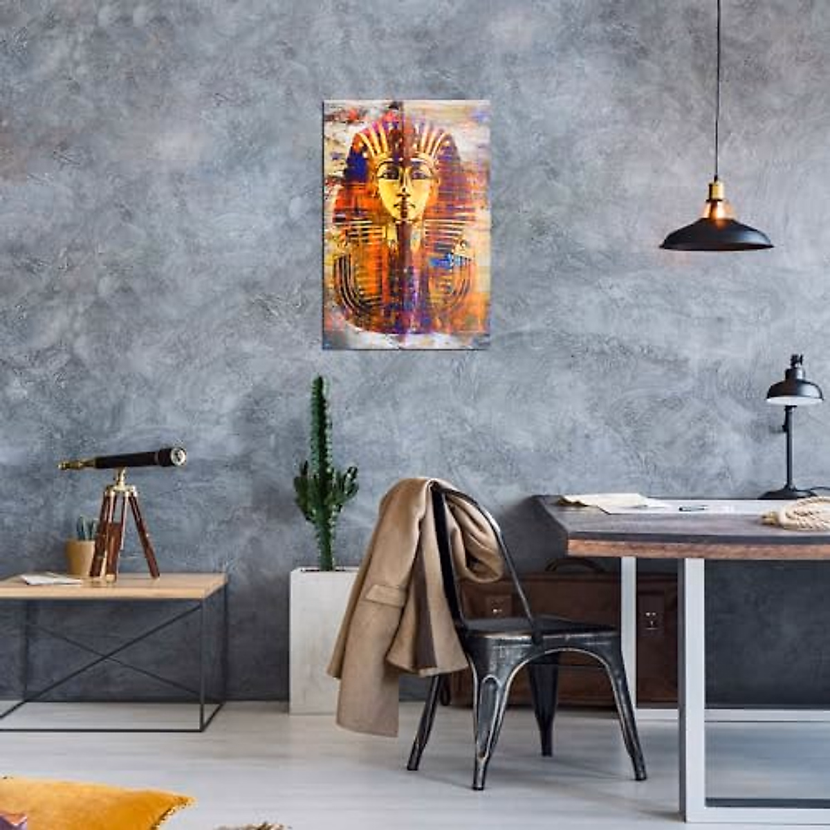 Wall HDQ Egyptian Wall Art Pharaoh Mask Canvas Print Painting Ancient Egypt Art Wall Decor King TUT Prints Home Decor Pop Art Office Decor Egyptian Gift Framed Ready to Hang (44" H x 28" W)