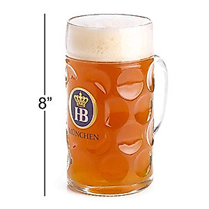 1 Liter HB "Hofbrauhaus Munchen" Dimpled Glass Beer Stein - 2pk