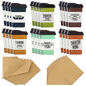 Geyee 24 Pack Coffee Gift Card Holders with Envelopes Bulk Thanks a Latte Coffee Gift Card Holders Appreciation Gift Card Set Coffee Themed Greeting Cards for Office Business Supplies Favors