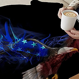 Ameican Flag Eagle Blanket, Bald Eagle Patriotic Throw Blanket, Super Soft Plush Warm Lightweight Flannel Animal Bird Throw, Great Gift for Veteran, Friend, Men, Women, Dad 80"x60" for Adult