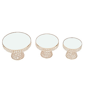 Crystal Cake Stand, Iron Cake Holder with Mirror Dessert Display Plate Serving Tray Cheese Pastry Candy Fruite Display Plate Tray Serving Platter for Birthday Wedding Party Decoration