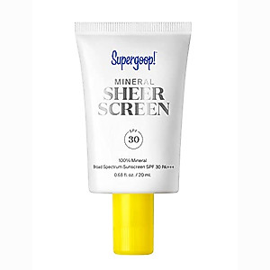 Supergoop! Mineral Sheerscreen SPF 30 PA+++, 0.68 fl oz - 100% Mineral, Broad Spectrum Face Sunscreen + Primer + Helps Filter Blue Light - Satin Finish - For All Skin Types