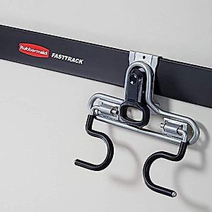 Rubbermaid Fasttrack Wall Double S Hook 2 Handle Garage Storage Organizer Rack for Hand Tools (2 Pack)