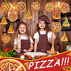 Yuefunny 72 Pcs Pizza Party Hanging Swirl Decorations Pizza Hanging Swirls Themed Decor Pizza Party Decorations for Ceiling Pizza Themed Birthday Decorations Food Themed Decor Baby Shower Supplies