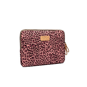XSKN Leopard Spot Canvas Fabric Zipper Laptop Sleeve Case Cover for All 13 14 15 inch Computers, Bag MacBook Air Pro Retina Laptops Notebook (13 inch, for 13.3 Laptop), Pink