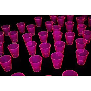 DirectGlow 2oz Neon UV Blacklight Reactive Glow Party Shot Glasses (50-Count, Pink)