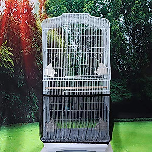 UEETEK Bird Cage Skirt Mesh Bird Seed Catcher Net Cage Cover Size M (Black)