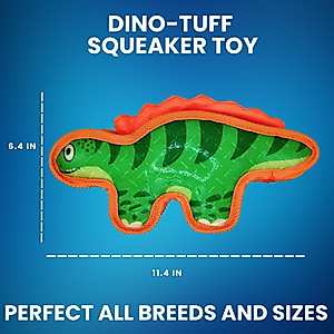 Tater's Dino Pals -Dog Chew Toys for Aggressive Chewers, Indestructible Dog Toys for Aggressive Chewers, Tough Dog Toys for Large Dogs, Squeaky Dog Toys, Strong Dog Toys, Super Chewer - Large - Green