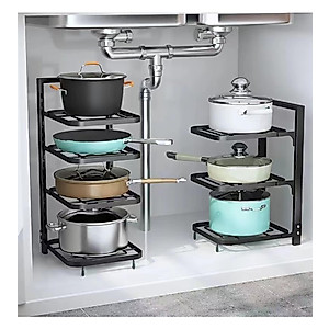 Pot and Pan Organizer for under Cabinet Baking Pan Organizer Rack Pot Rack Pot Organizer Pot and Pan Rack Pan Storage Pot Lid Pan Holder under Sink For Kitchen Organization (3 Tier)