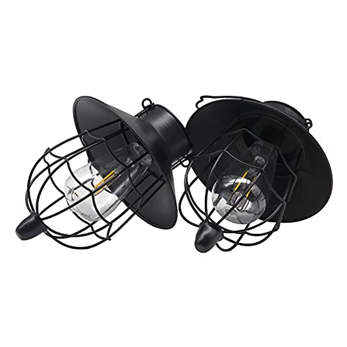 YAKii 2 Pack Solar Lantern Hanging Waterproof Outdoor Metal Solar Lamp with Warm White Light Decorate for Yard Garden Pathway Patio Porch Decor (Black)