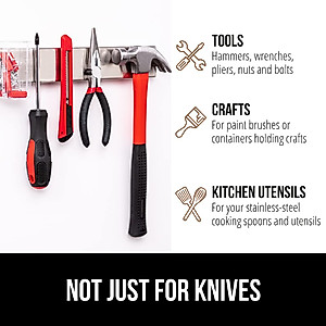 The Original Gorilla Grip Stainless Steel Magnetic Knife Holder, 16 inch, Heavy Duty Magnet Strip for Knives, Wall or Refrigerator Mounted Bar, Easy Install Rack, Securely Store and Organize Kitchen