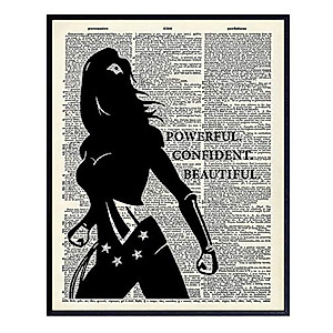 Powerful Confident Beautiful Woman Dictionary Art, Home Decor - Inspirational Wall Art Print, Poster - Gift for Superheroes, Comic Book Fan, Women - 8x10 Unframed Motivational Girls Room Decoration