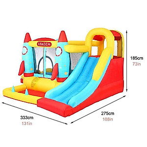 Inflatable Bounce House,Kids Castle Jumping Bouncer with Slide, for Outdoor and Indoor for Kids Summer Garden Water Party (Rocket,with Inflator)