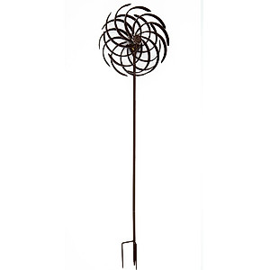 The Lakeside Collection Solar-Powered Garden Spinner - Double Spiral Wind Sculpture for Yards and Patios