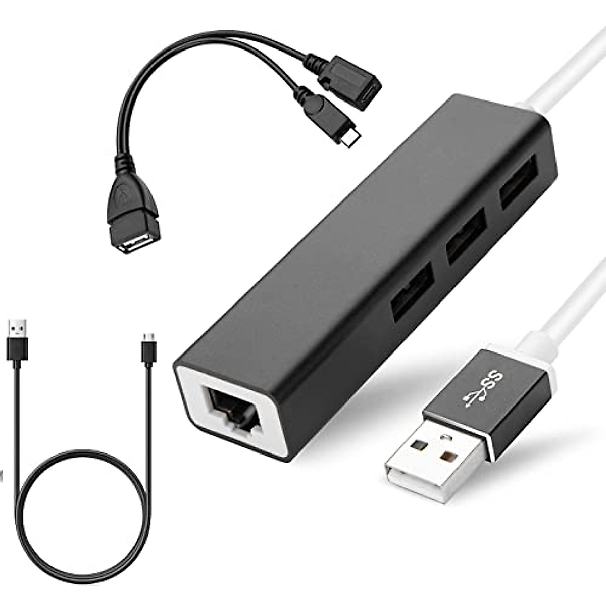 Bundle TV Stick 4K Cube Accessories - OTG Cable, USB Ethernet Adapter and Micro USB Charging Cord