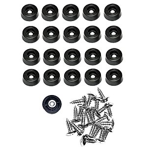 20 Medium Round Rubber Feet -W/Stainless Steel Screws .312 H X .859 D - Made in USA - Great for Cutting Boards, Electronics, Hobby - Food Safe/RoHS Compliant