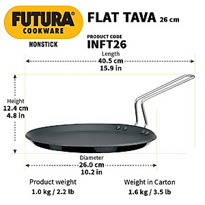 Hawkins Futura Non-stick Induction Compatible Flat Tava Griddle, 10" Induction, BLACK,