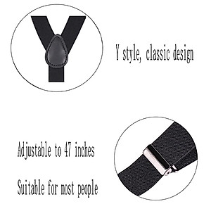 AMPIL Black Suspenders for Men and Women - Adjustable Suspender Elastic 1 inch Wide with Heavy Duty Clips (Black Suspenders)