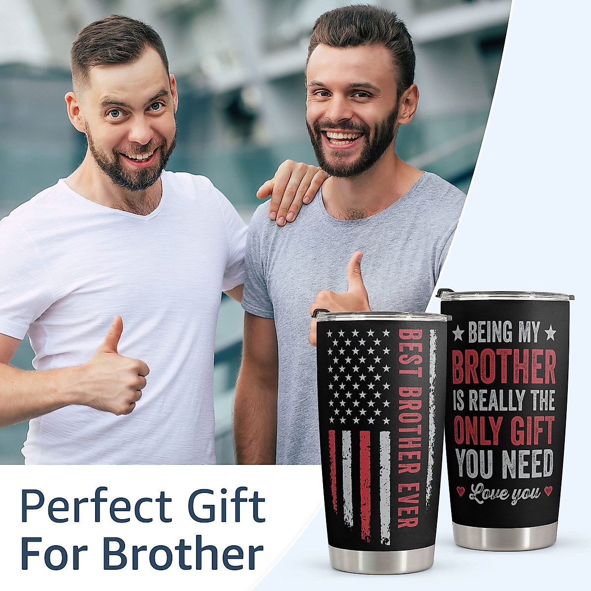 Macorner Brother Gifts - Tumbler 20oz - Birthday Christmas Gifts for Brothers From Sister Brother - Gifts For Men Big Brother Little Brother Siblings Brother In Law - Brother Gifts From Sister