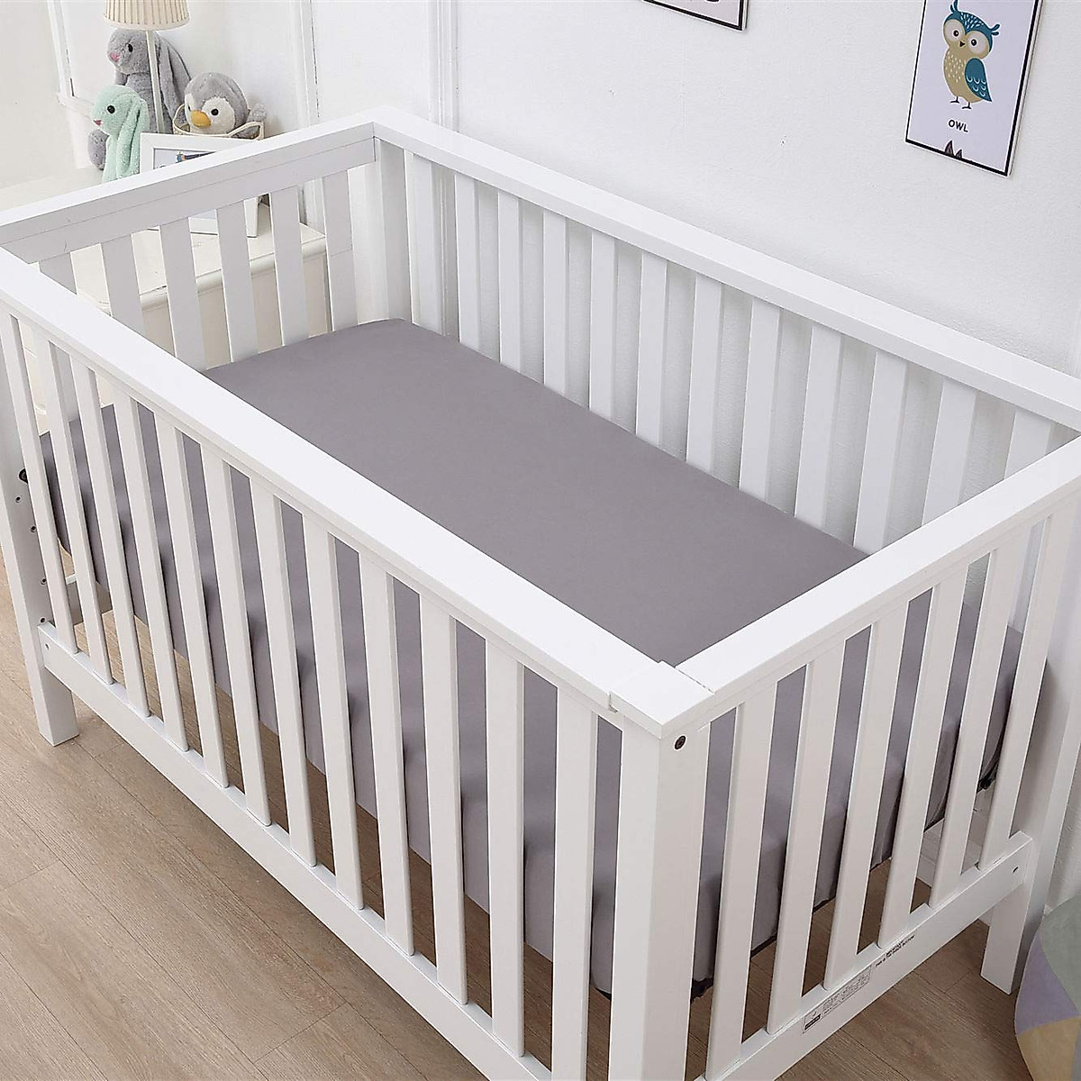 Belsden 3 Pack Microfiber Durable Crib Sheets Fitted, Silky Soft Smooth Breathable Baby Sheets Set for Boys Girls, 28''x 52'' Fits Standard Crib and Toddler Mattresses, White + Gray + Lt Gray