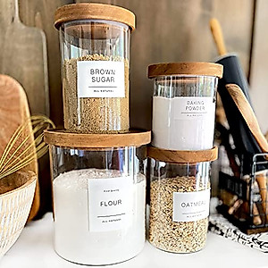 Quart + Pint Made by Sketch Concepts. 134 Kitchen Pantry Labels for Containers. Minimalist Preprinted Farmhouse Style. White Matte Sticker Black Text. Waterproof Stickers. Organization Jars Canisters