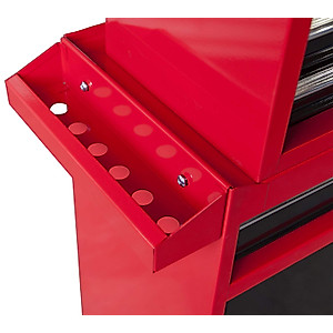 Torin ATBT1204B-RB Rolling Garage Workshop Organizer: Detachable 4 Drawer Tool Chest with Large Storage Cabinet and Adjustable Shelf, 11" 20.3" 40.4", Black/Red