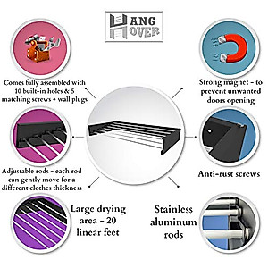 TCO ADVENTURES Invisible Wall Mounted Drying Rack | an Elegant Wall-Mounted Hanger | Folding Stainless Steel Collapsible Space Saver with 236.22 inches Drying Capacity (Signal White)