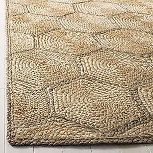 Safavieh Natural Fiber Collection Accent Rug - 2'6" x 4', Natural & Grey, Handmade Honeycomb Woven Jute, Ideal for High Traffic Areas in Entryway, Living Room, Bedroom (NF882B)