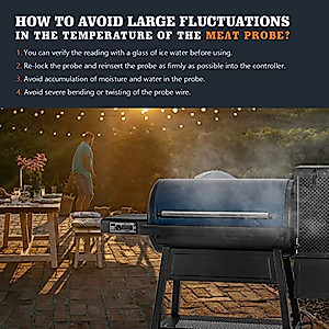 Upgraded 2-Pack Temp Meat Probe Replacement for Char-Griller Gravity Fed 980 Charcoal Grill, 3.5mm Plug Thermometer Probe Parts with Probe Grommets and Probe Clip