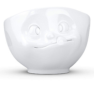 FIFTYEIGHT PRODUCTS TASSEN XL Porcelain Bowl, Tasty Face Edition, 33 oz. White (Single Bowl), Extra Large Bowl