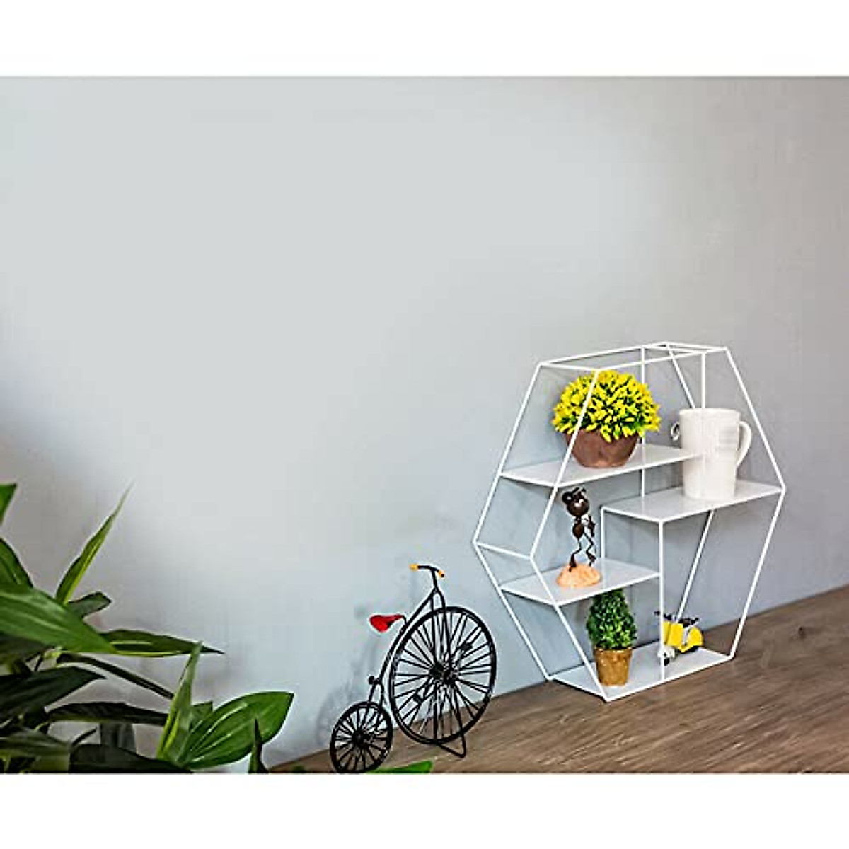 CNCEST White Wall Shelf White Hexagon Shelves Iron Wall Mounted Floating Shelf Shelves Bookshelf Hexagon Shelf Geometric Display Honeycomb Shelves Unit Shelf