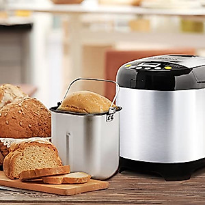 OVENTE Bread Maker Machine with Gluten Free Setting, 19 Preset Menu, Digital Display and Nonstick Baking Pan, Perfect for Homemade Loaf, Sourdough, Wheat, Dough, Black BRM5020B