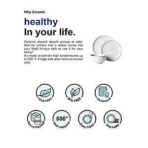 LE TAUCI Dinnerware Sets 12 Piece, Ceramic Plates and Bowls Set, House Warming Wedding Gift, Serve for 4 (10" Dinner Plates + 8" Salad Dish + 22 oz Cereal Bowl) x 4, Dishwasher safe - Arctic White