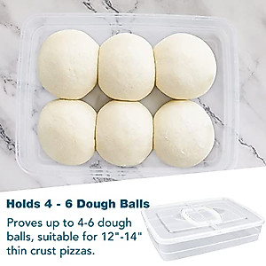 2 PCS Dough Trays for Pizza, Commercial Pizza Dough Proofing Box, BPA FREE，Durable Pizza Storage Container, 14" x 10.3" Large Capacity Pizza Dough Containers, Home Pizza Dough Trays with Handles