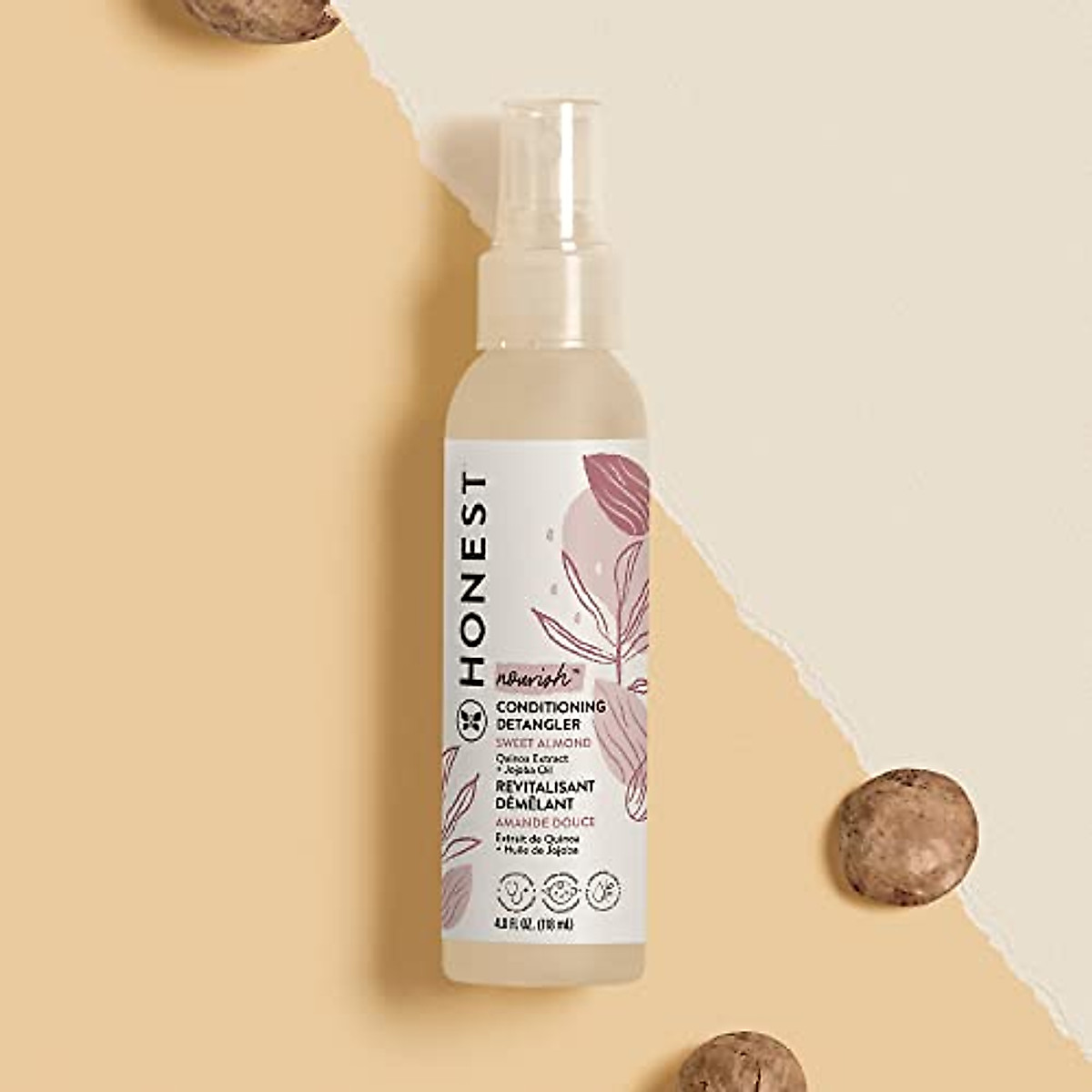 The Honest Company Conditioning Hair Detangler | Leave-in Conditioner + Fortifying Spray | Tear-free, Cruelty-Free, Hypoallergenic | Almond Nourishing, 4 fl oz